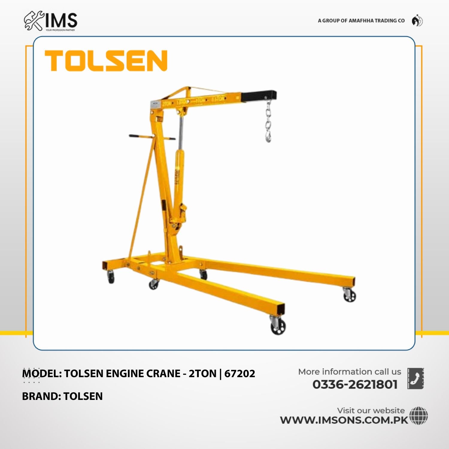 Tolsen Engine Crane - 2Ton | 67202 - Imsons - Your Trusted Online Tool Shop in Pakistan