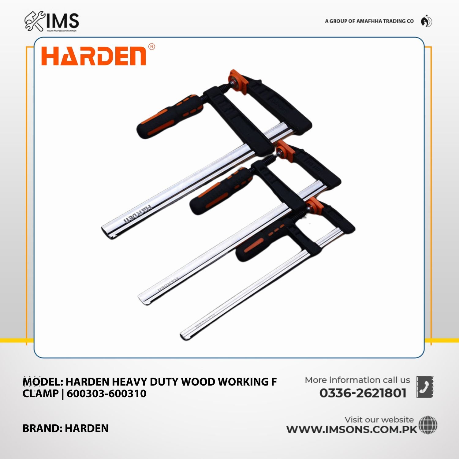 Harden Heavy Duty Wood Working F Clamp | 600303-600310 - Imsons - Your ...