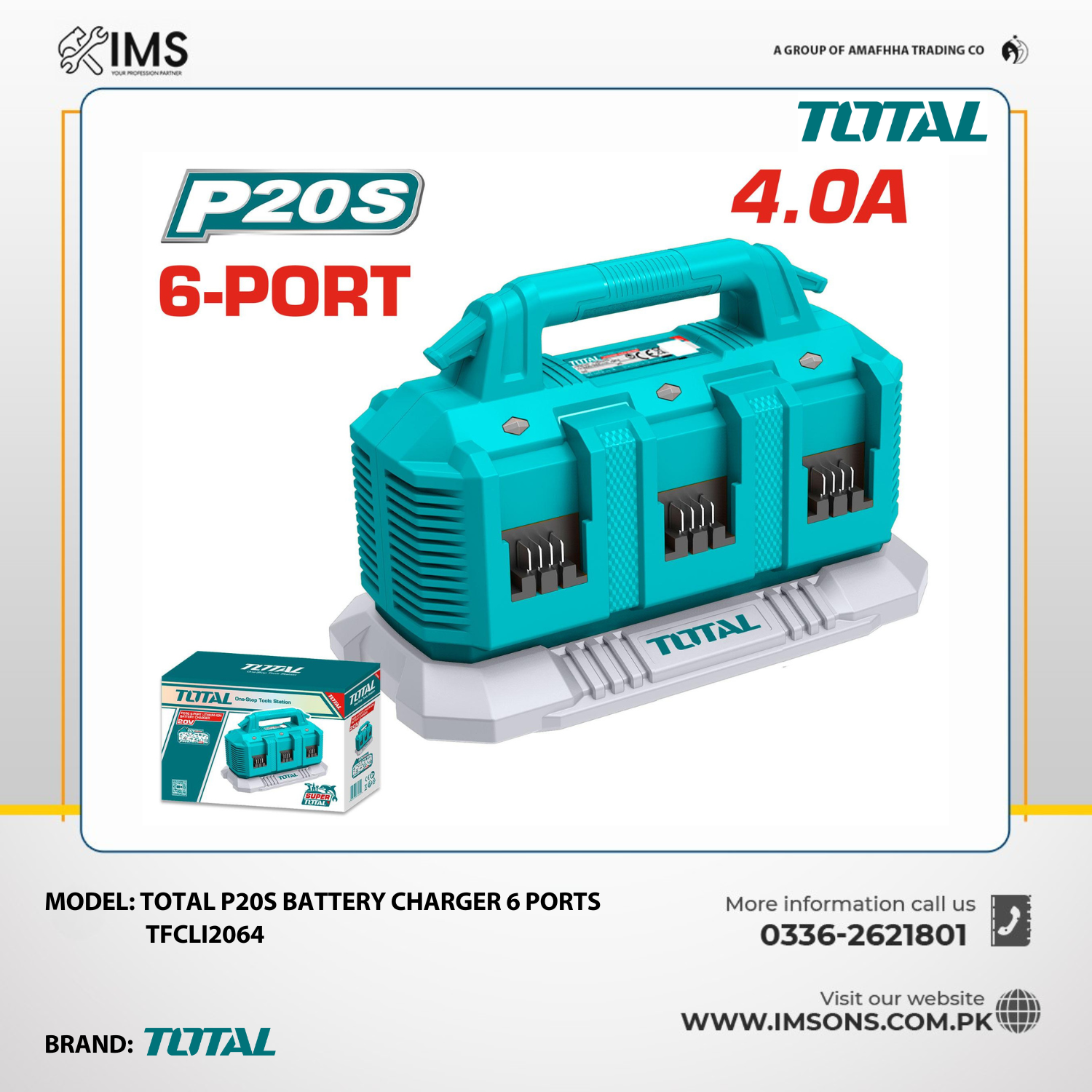 TOTAL | P20S battery charger 6 ports TFCLI2064 - Imsons - Your Trusted ...