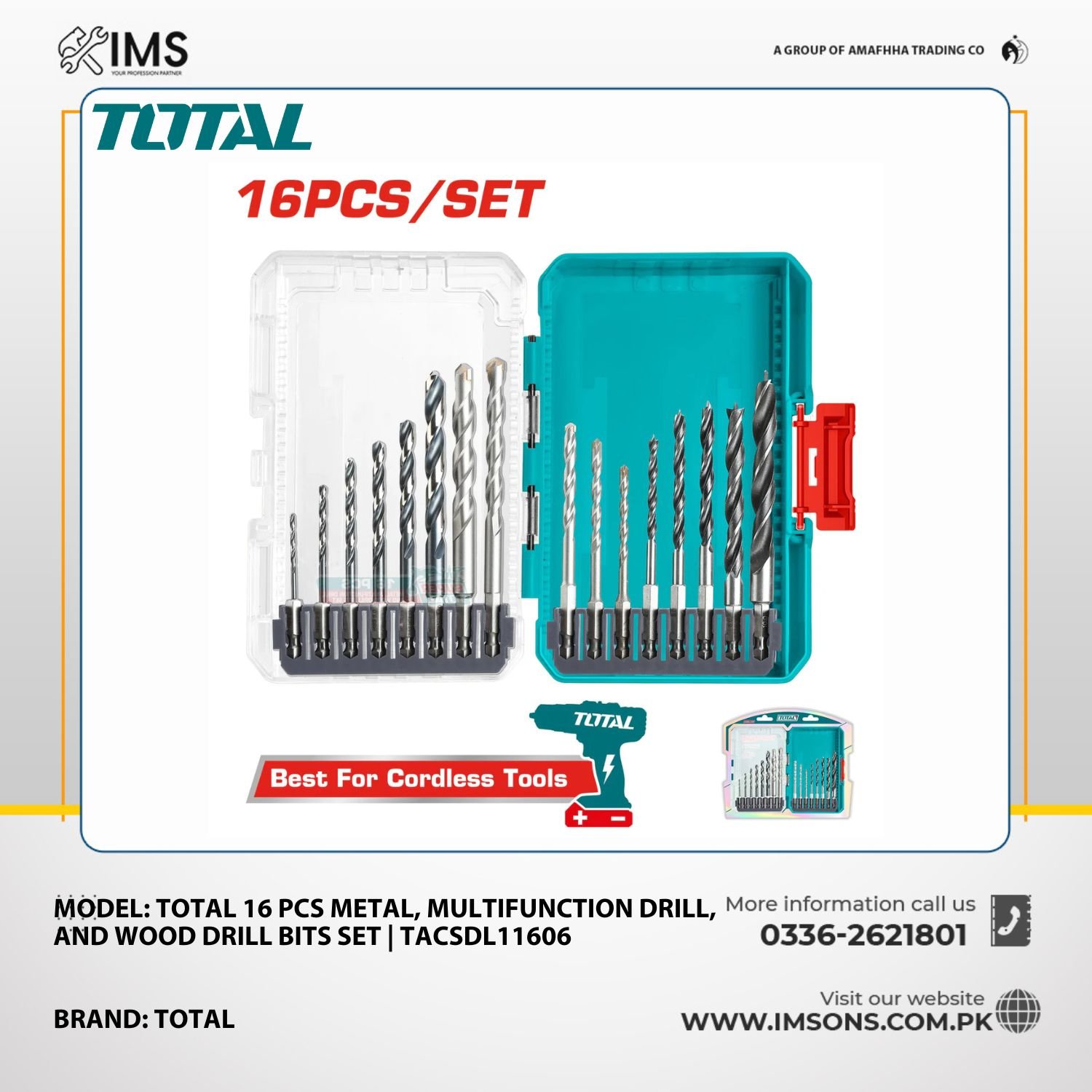Total 16 Pcs Metal, Multifunction Drill, and Wood Drill Bits Set ...